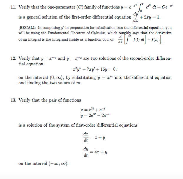 Solved Verify that the one-parameter (C) family of functions | Chegg.com