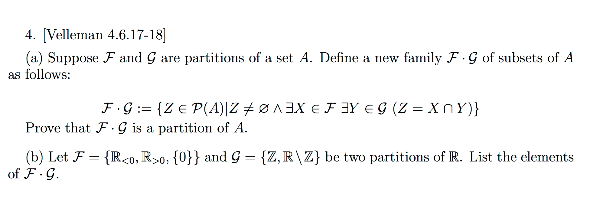 Solved Suppose f and g are partitions of a set A. Define a | Chegg.com