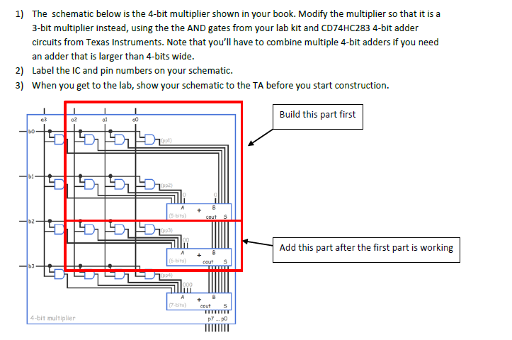 1) The schematic below is the 4-bit multiplier shown | Chegg.com