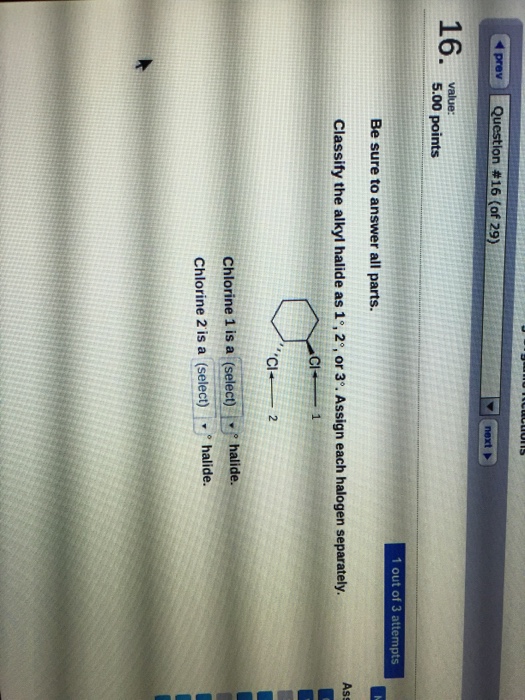 Solved Be sure to answer all parts. Classify the alkyl | Chegg.com