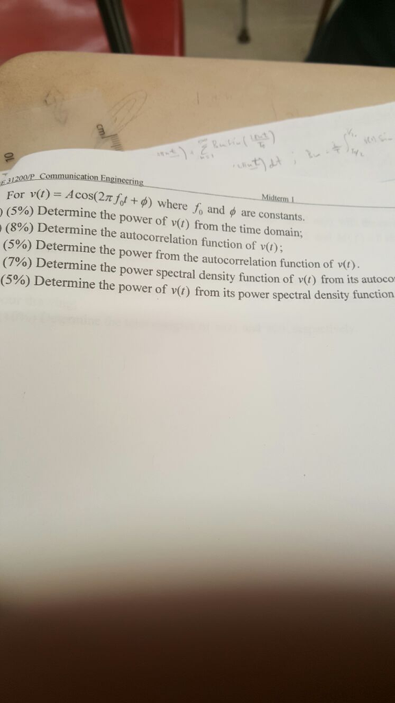 Solved For v(t) = A cos(2 pi f_0 t + phi) where f_0 and phi | Chegg.com