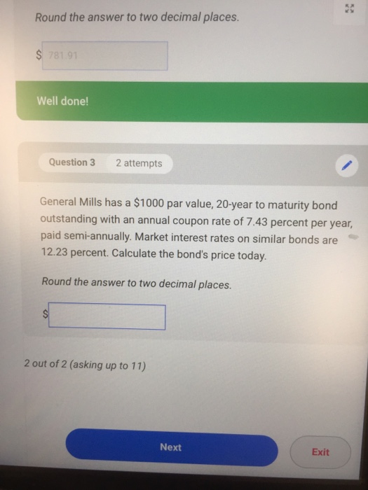 Solved Round the answer to two decimal places. $ 781.91 | Chegg.com