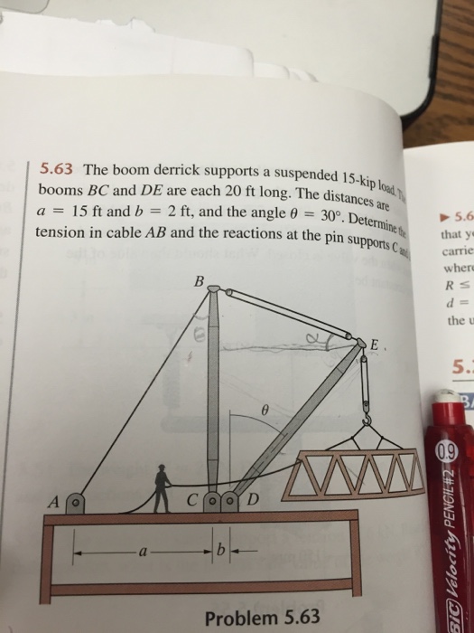 Solved The boom derrick supports a suspended 15-kip-booms BC | Chegg.com