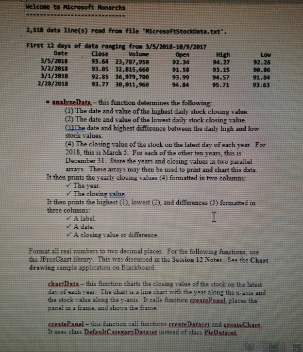 Solved Write a Java Console Program for stock data and | Chegg.com