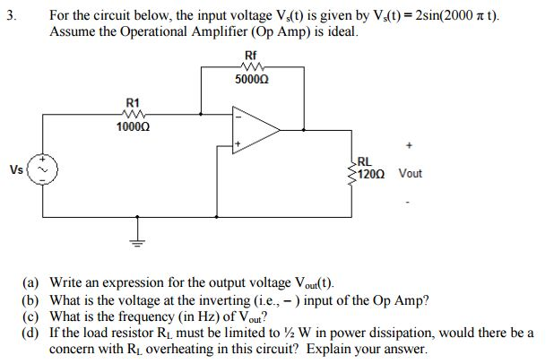 Solved For the circuit below, the input voltage V_s(t) is | Chegg.com