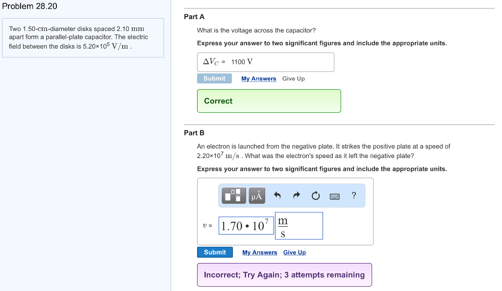 Solved Two 1.50-cm-diameter disks spaced 2.10 mm apart form | Chegg.com