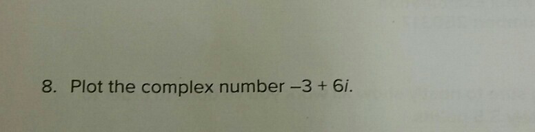 Solved 8. Plot the complex number -3 + 6i. | Chegg.com