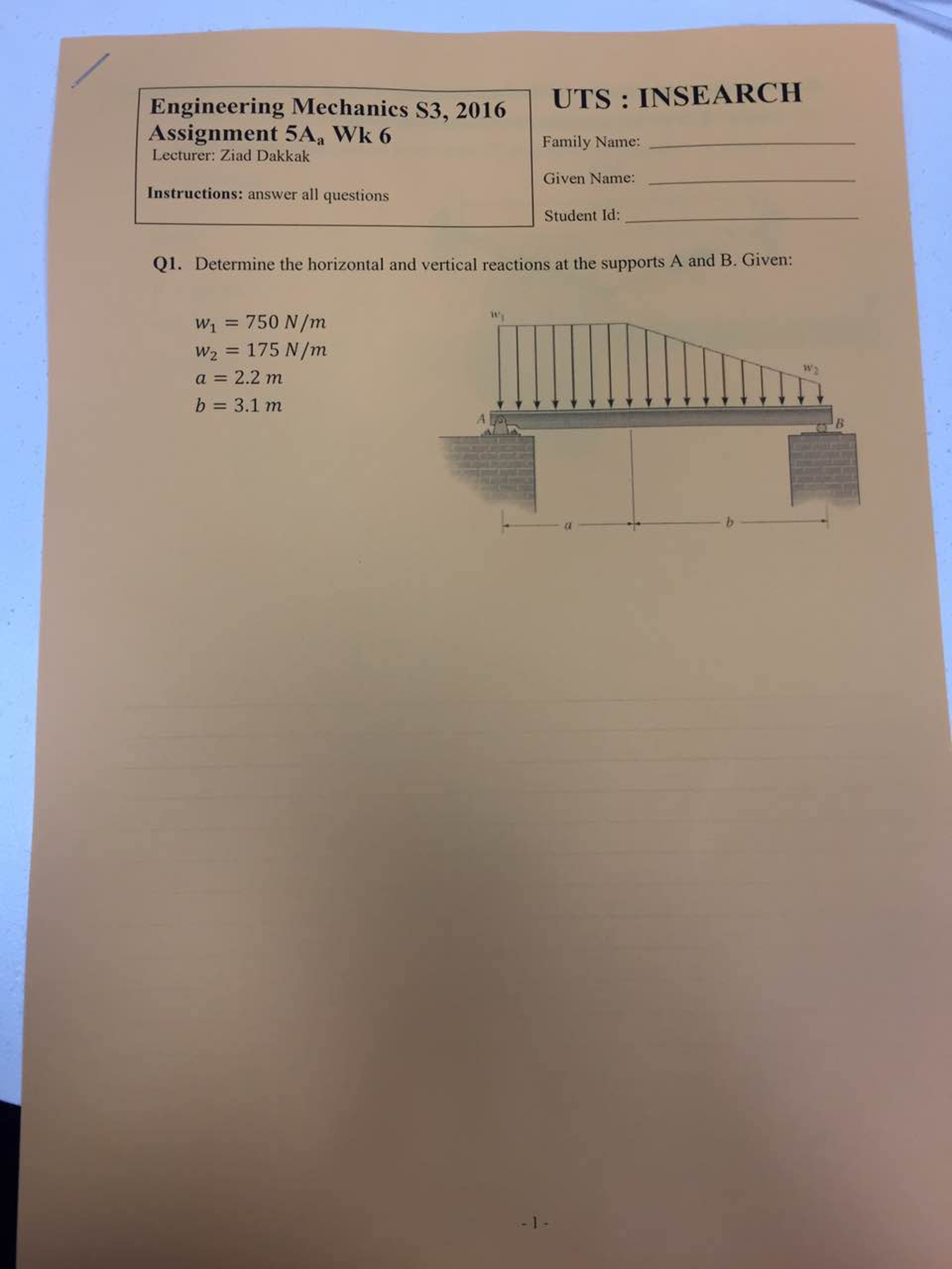 Solved Determine the horizontal and vertical reactions at | Chegg.com