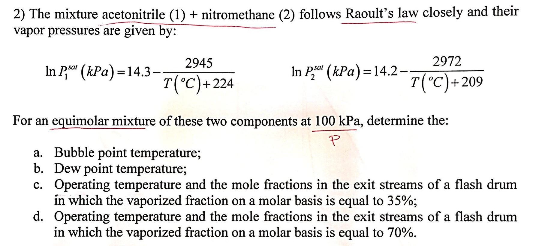 2) The mixture acetonitrile (1) + nitromethane (2) | Chegg.com