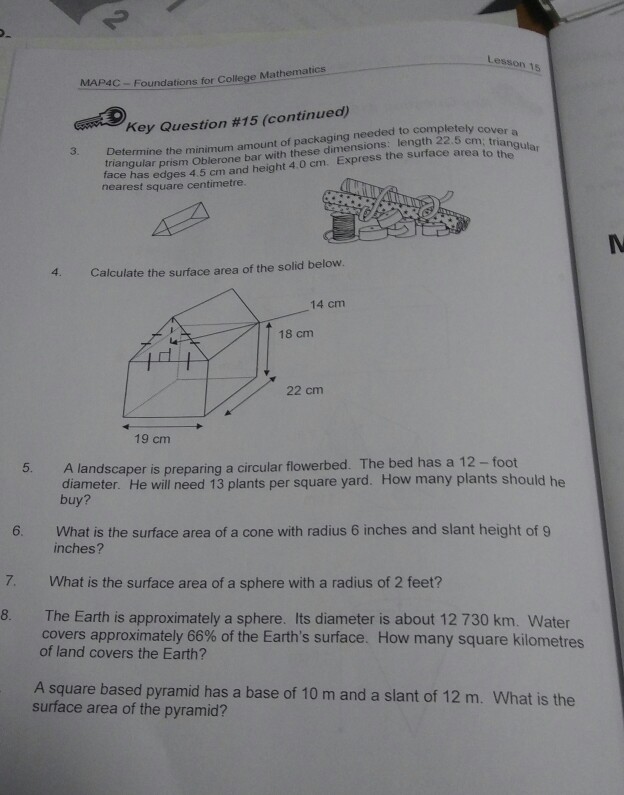 Solved Lesson 15 MAP4C- Foundations for College M ADKey | Chegg.com