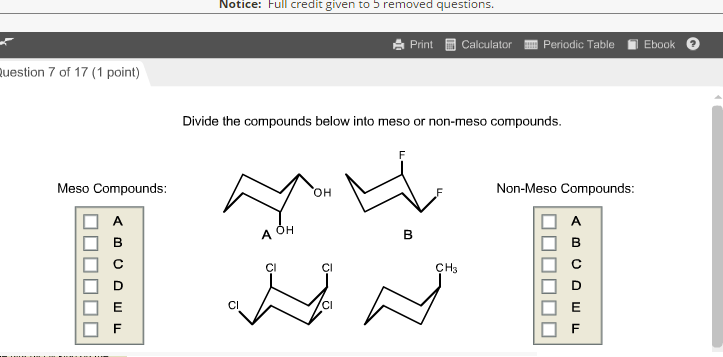 Solved Divide the compounds below into meso or non-meso | Chegg.com