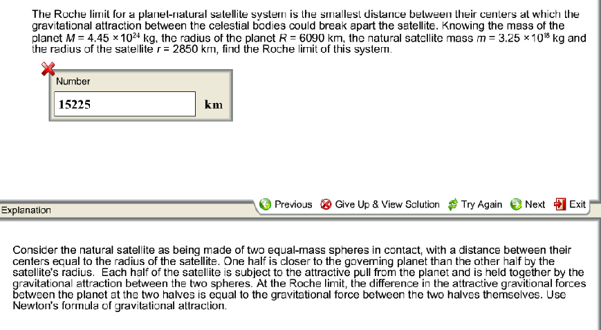 Solved Please don't use the Wikipedia Roche formula cos it | Chegg.com