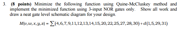 Solved Minimize the following function using Quine-McCluskey | Chegg.com