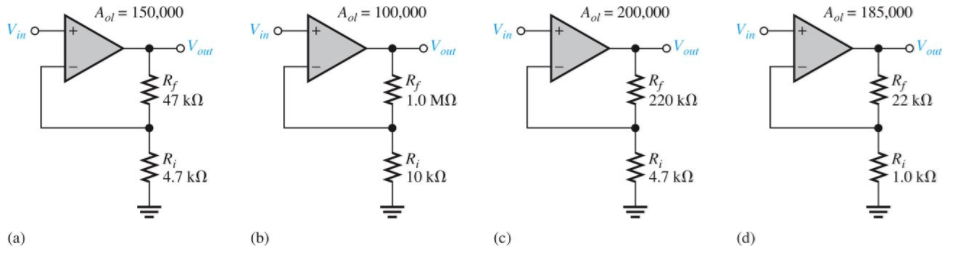 Solved 17. Determine the closed-loop gain of each amplifier | Chegg.com