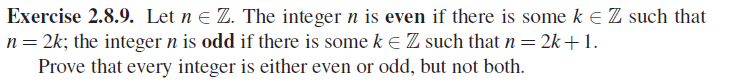 Solved Exercise 2.8.9. Let n epsilon Z. The integer n is | Chegg.com