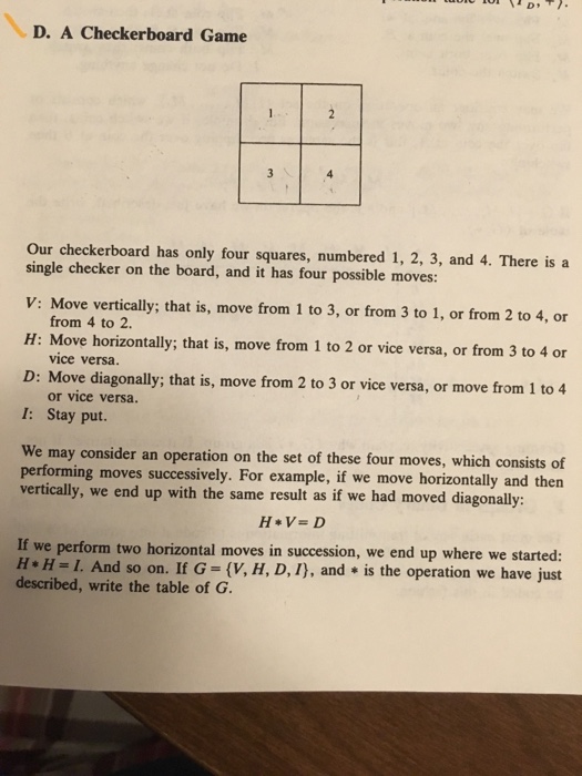 Solved D. A Checkerboard Game Our checkerboard has only four | Chegg.com