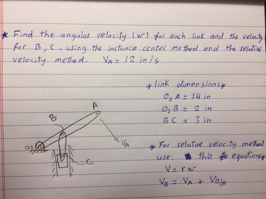 Solved Find the angular velocity (w) for each link and the | Chegg.com