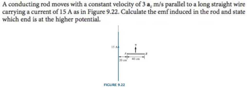 Solved A conducting rod moves with a constant velocity of 3 | Chegg.com