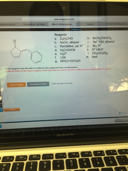 Solved Select reagents from the table to synthesize this | Chegg.com
