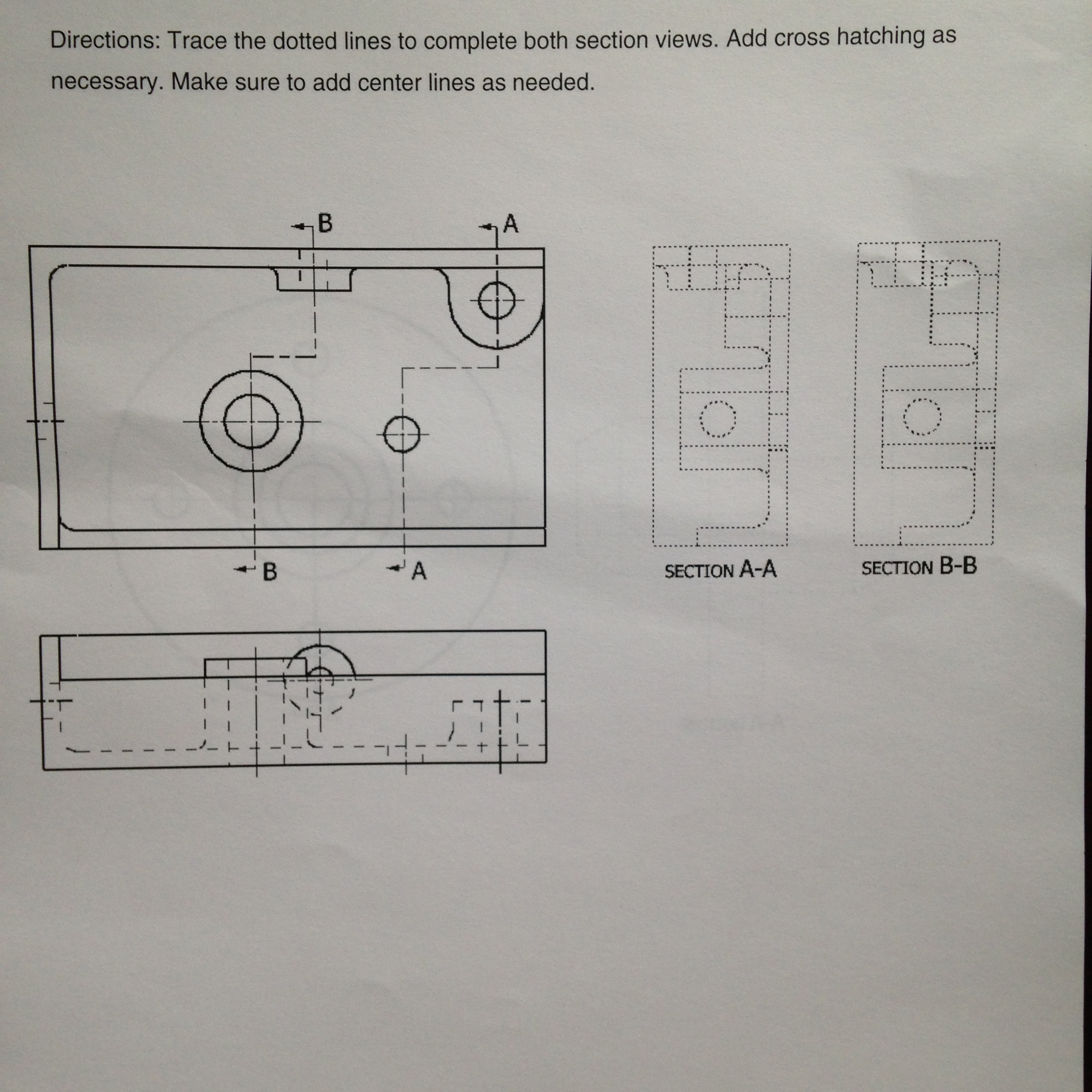 Solved Trace the dotted lines to complete both section | Chegg.com