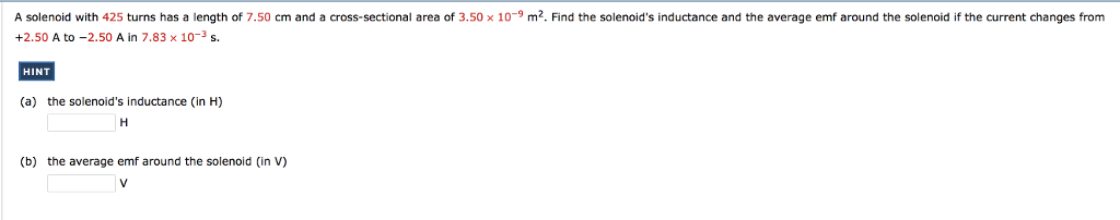Solved A solenoid with 425 turns has a length of 7.50 cm and | Chegg.com