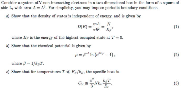Consider a system of N non-interacting electrons in a | Chegg.com