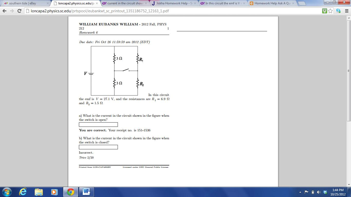 Advanced Physics Archive | October 25, 2012 | Chegg.com