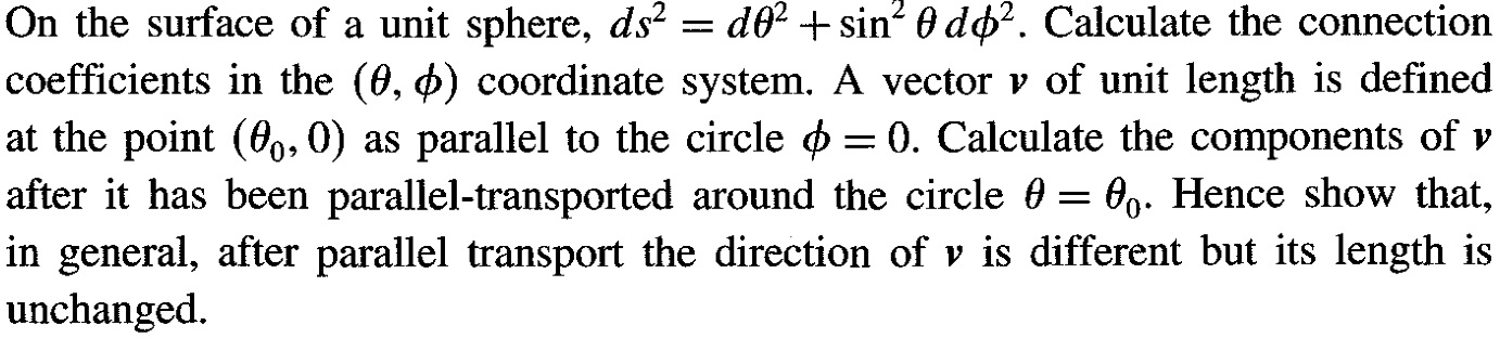 On the surface of a unit sphere, the connection | Chegg.com