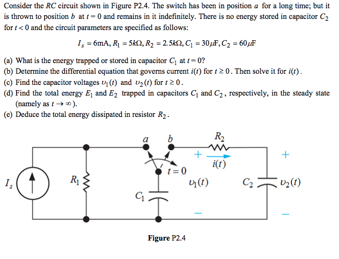 Solved Consider the RC circuit shown in Figure P2.4. The | Chegg.com