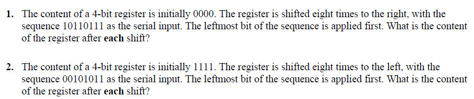 Solved The content of a 4-bit register is initially 0000. | Chegg.com