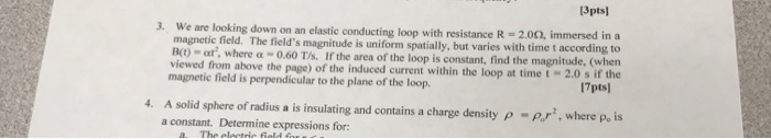 Solved We are looking down on an elastic conducting loop | Chegg.com