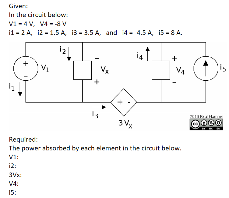 Solved Given: In the circuit below: V1 = 4 V, V4 = -8 V | Chegg.com
