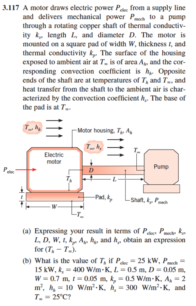 Solved 3.117 A motor draws electric power Pelec from a | Chegg.com