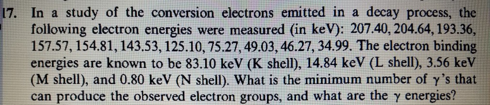 Solved In a study of the conversion electrons emitted in a | Chegg.com