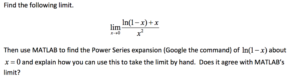 Solved Find the following limit. lim_x rightarrow ln(1 - x) | Chegg.com