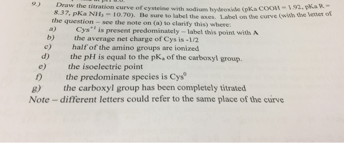 Solved 9) Draw the titration curve of cysteine with sodium | Chegg.com