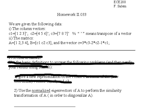 Solved We are given the following data: The column vectors: | Chegg.com