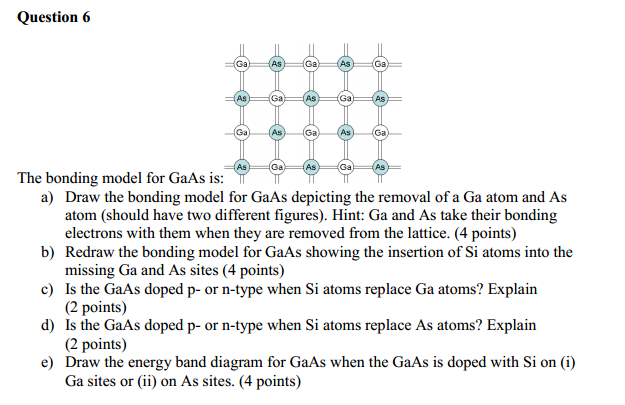 The bonding model for GaAs is: a) Draw the bonding | Chegg.com