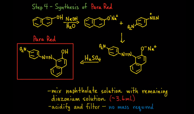 Solved For synthesis of Para Red, was the purpose of adding | Chegg.com