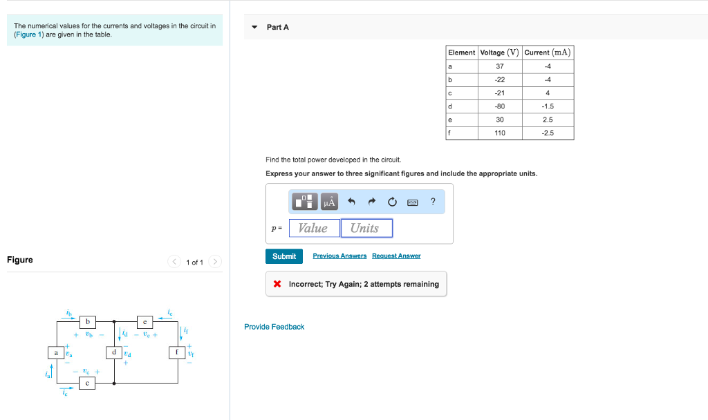 Solved The numerical values for the currents and voltages in | Chegg.com