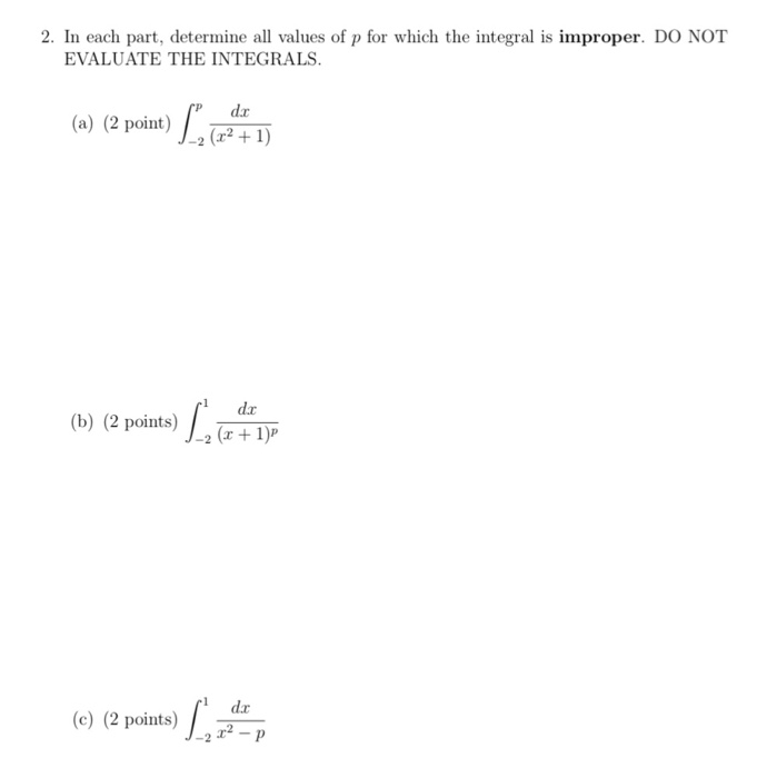 Solved In each part, determine all values of p for which the | Chegg.com