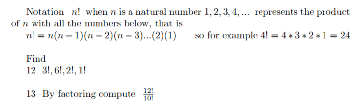 Solved Notation n! when n is a natural number 1,2,3, 4,... | Chegg.com
