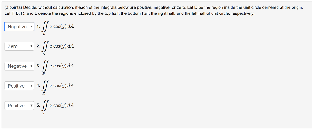Solved (2 points) Decide, without calculation, if each of | Chegg.com