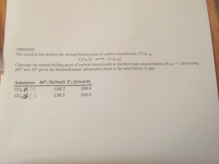 Solved The reaction that defines the normal boiling point of | Chegg.com