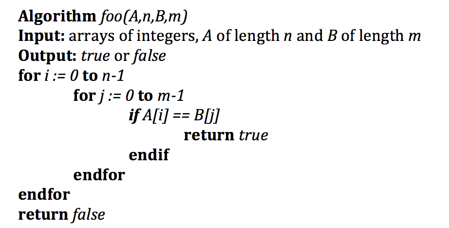 Solved Algorithm Foo A Nb M Input Arrays Of Integers A 1262