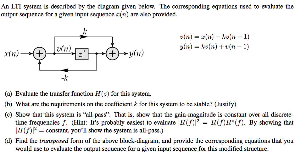 Solved An LTI system is described by the diagram given | Chegg.com