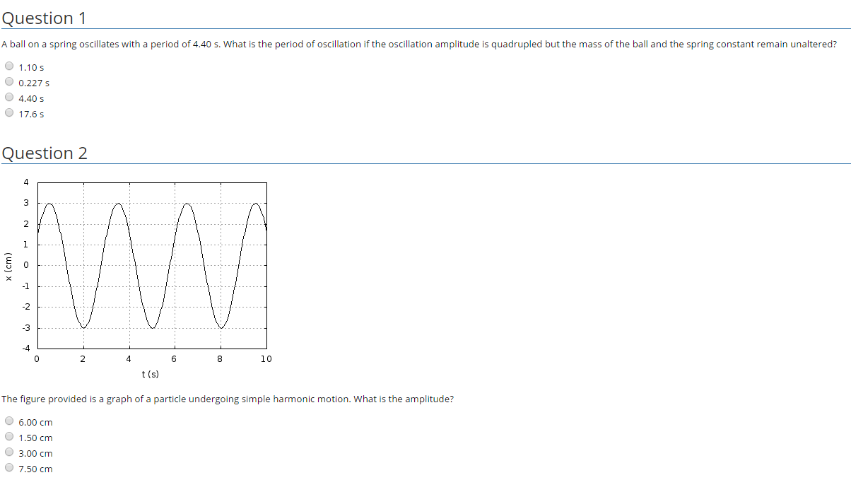 Solved A ball on a spring oscillates with a period of 4.40 | Chegg.com