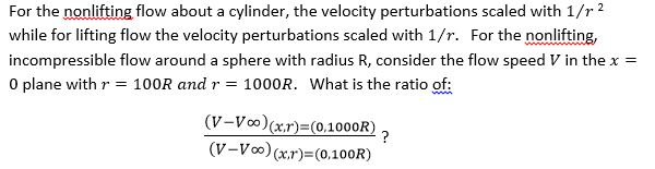 Solved For the nonlifting flow about a cylinder, the | Chegg.com