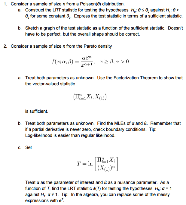 Consider a sample of size n from a Poisson(theta) | Chegg.com