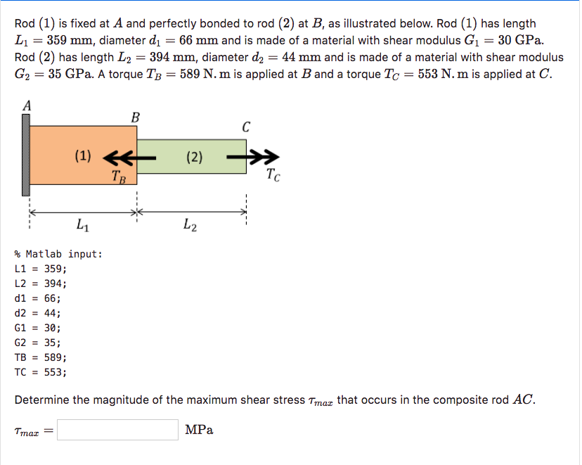 Solved Rod (1) is fixed at A and perfectly bonded to rod (2) | Chegg.com